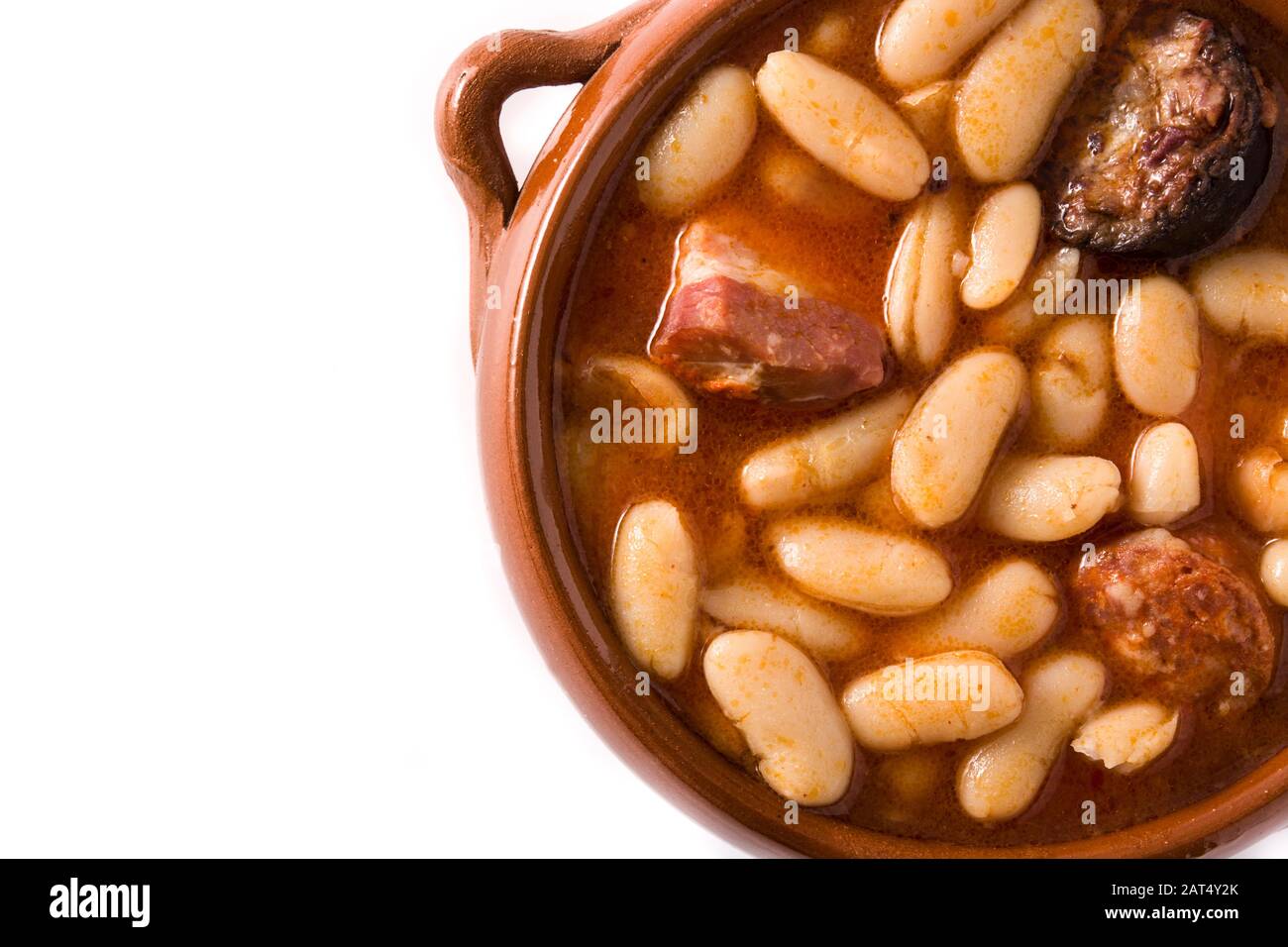 Typical Spanish fabada asturiana isolated on white background Stock ...