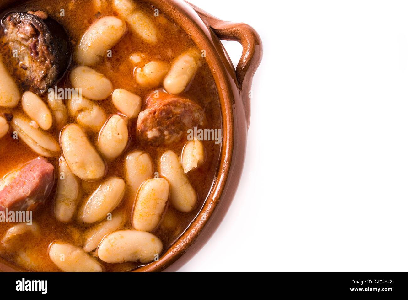 Typical Spanish fabada asturiana isolated on white background Stock ...