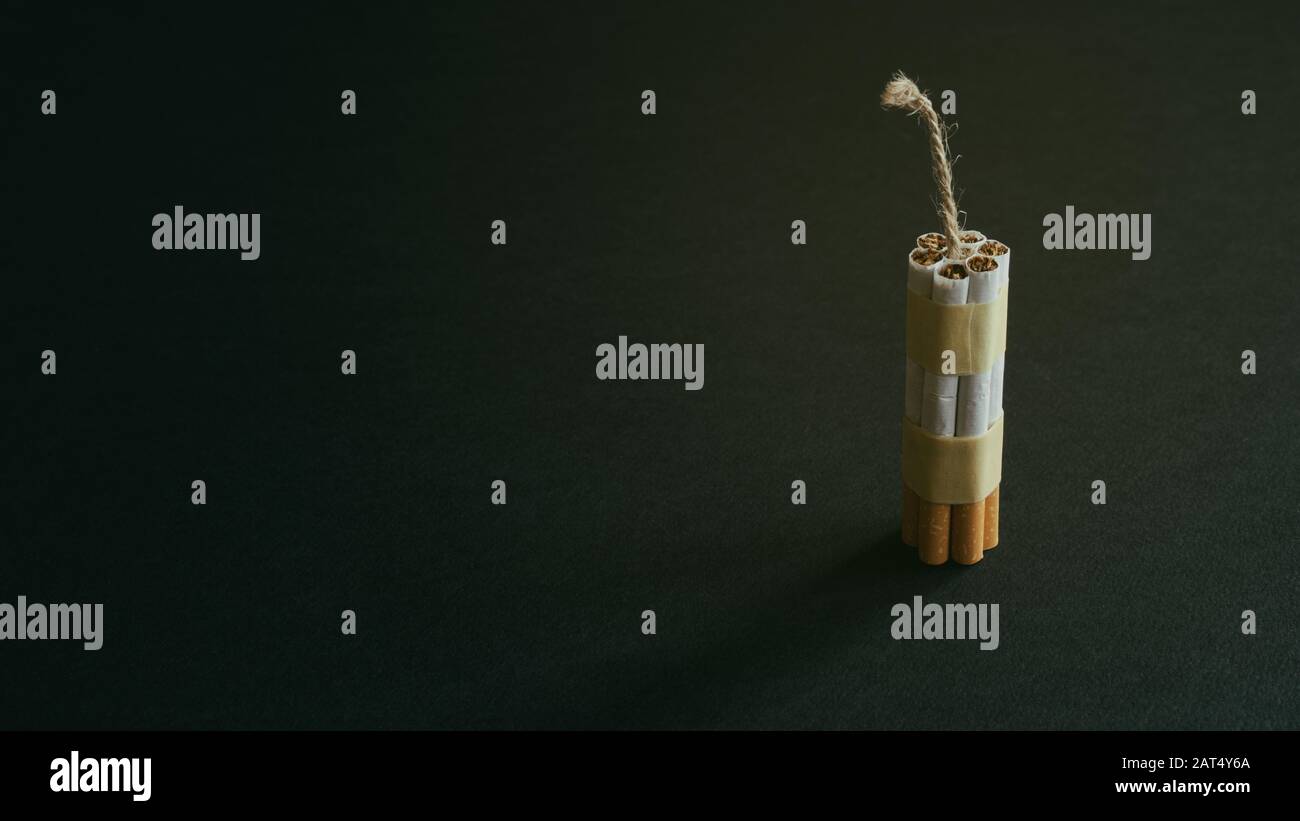 Dynamite TNT bomb made from cigarettes a quit smoking concept bad habit ...