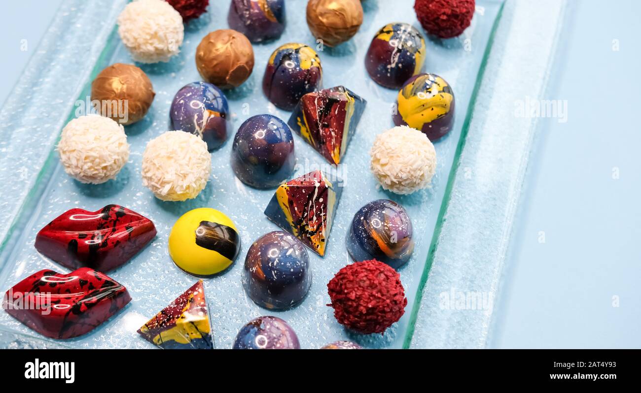 Molded chocolate pralines Stock Photo - Alamy