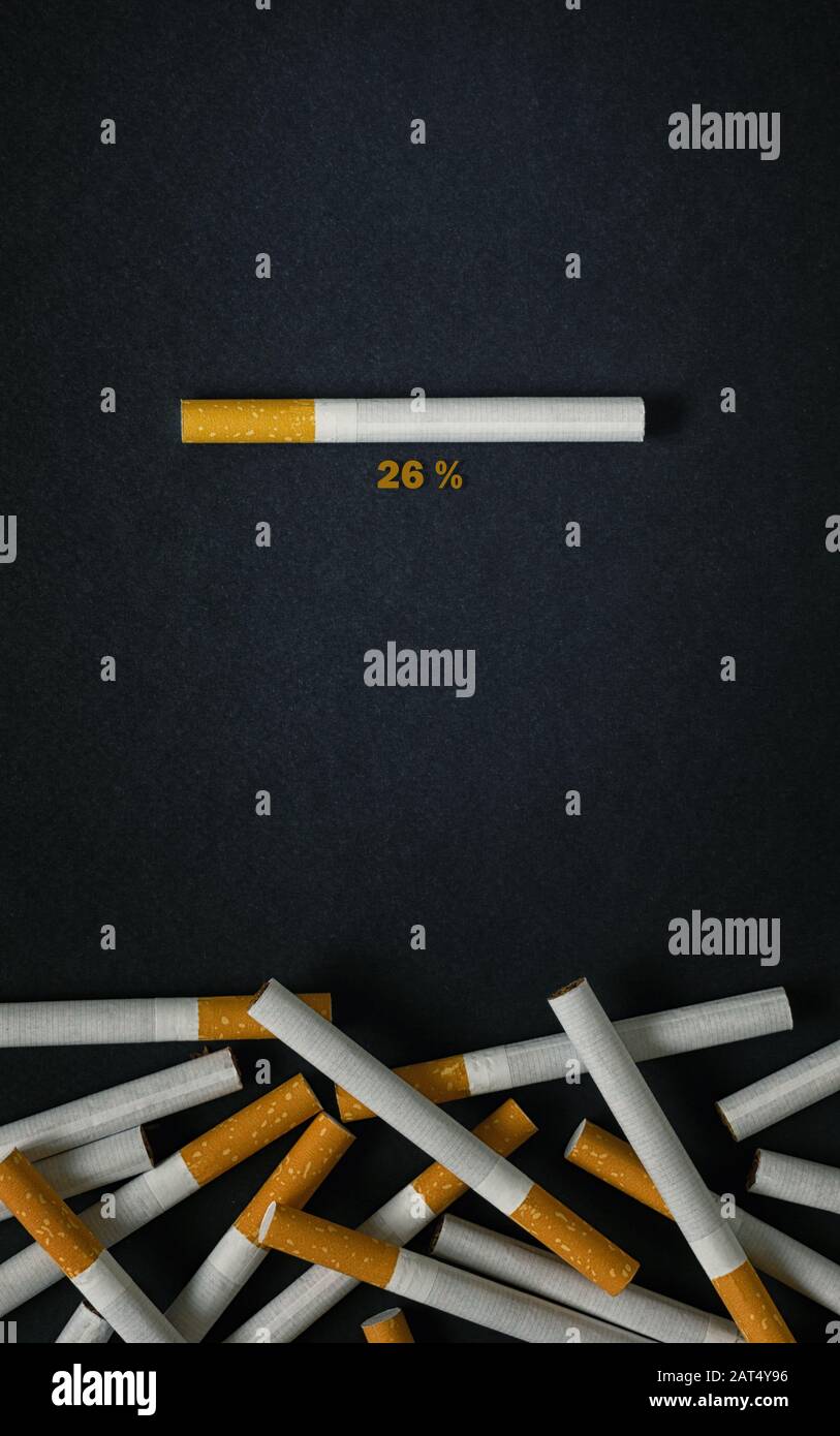 Cancer disease loading bar made of cigarette and bunch of cigarettes a ...