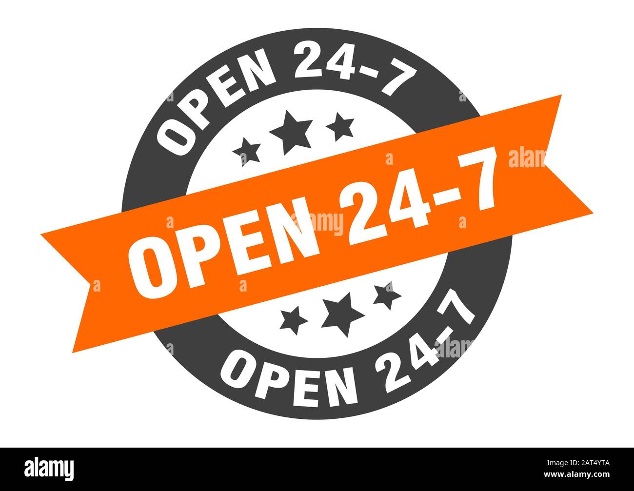 open 24 7 sign. open 24 7 round ribbon sticker. open 24 7 tag Stock ...