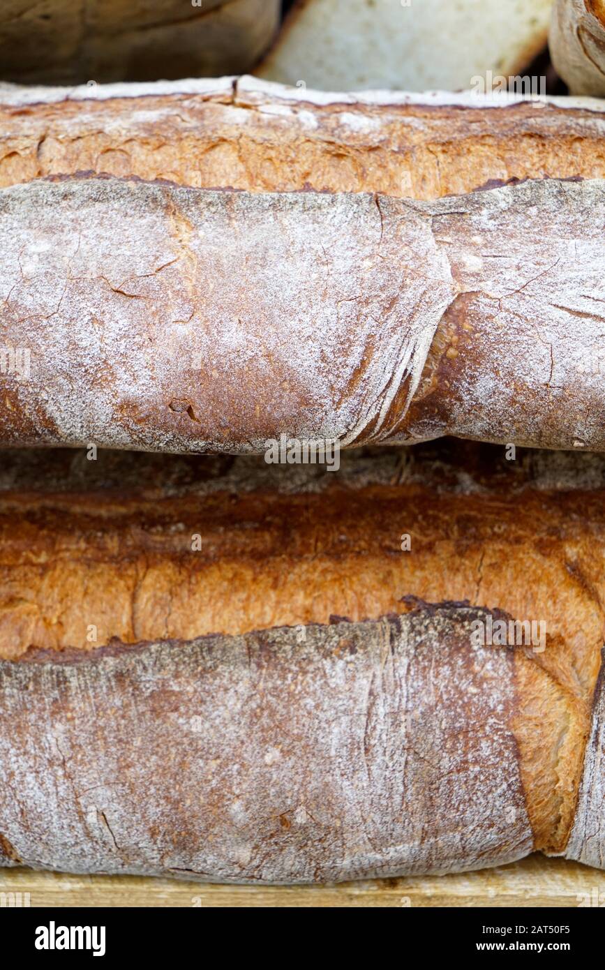 Traditional bread, weekly street food market, Vigevano, Lombardy, Italy ...