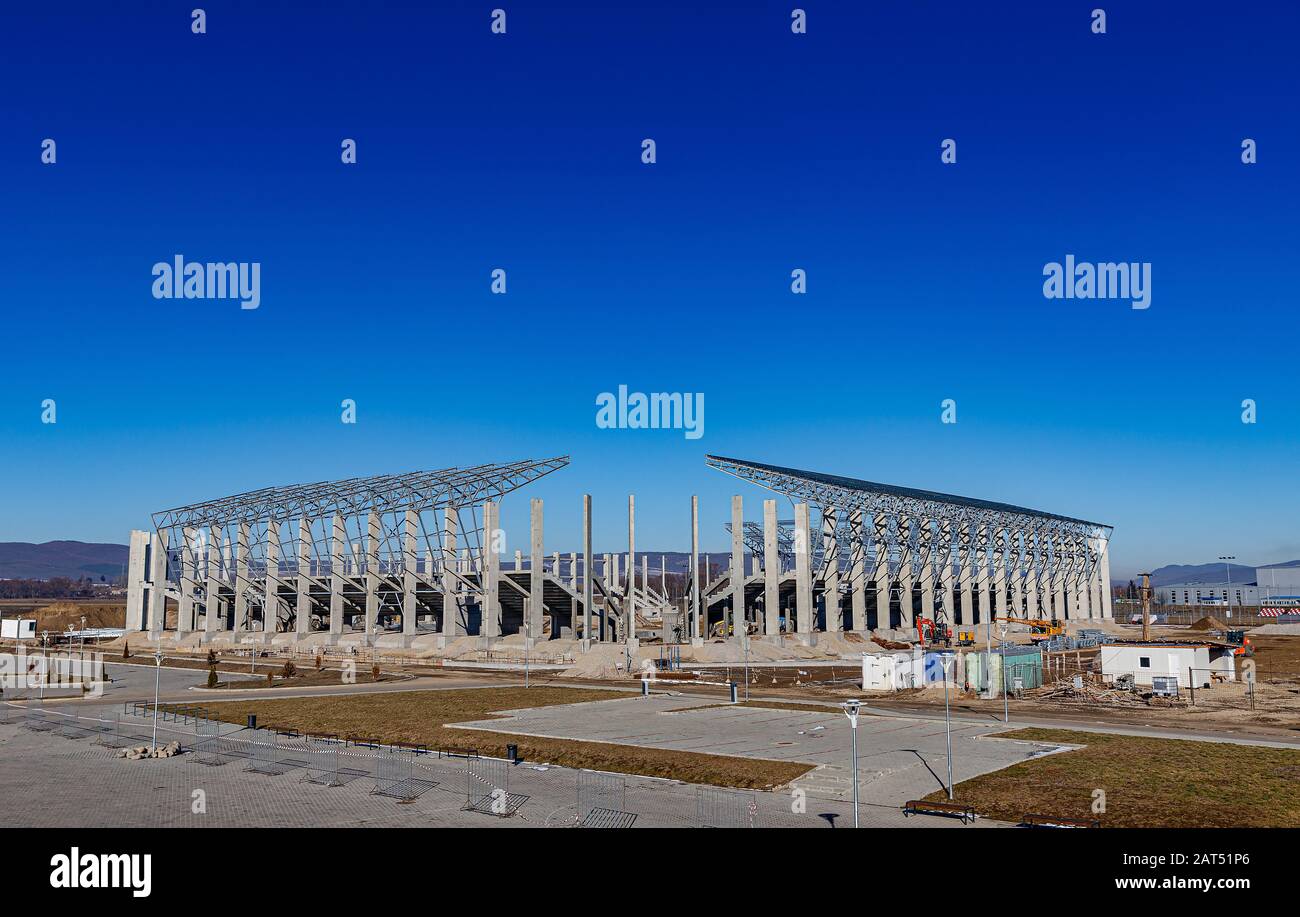 Construction site of the new football stadium building Stock Photo - Alamy