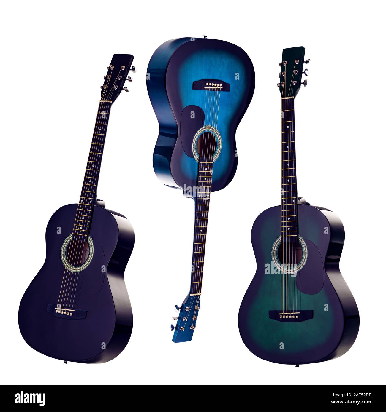 Set of classic guitars isolated on white background Stock Photo - Alamy