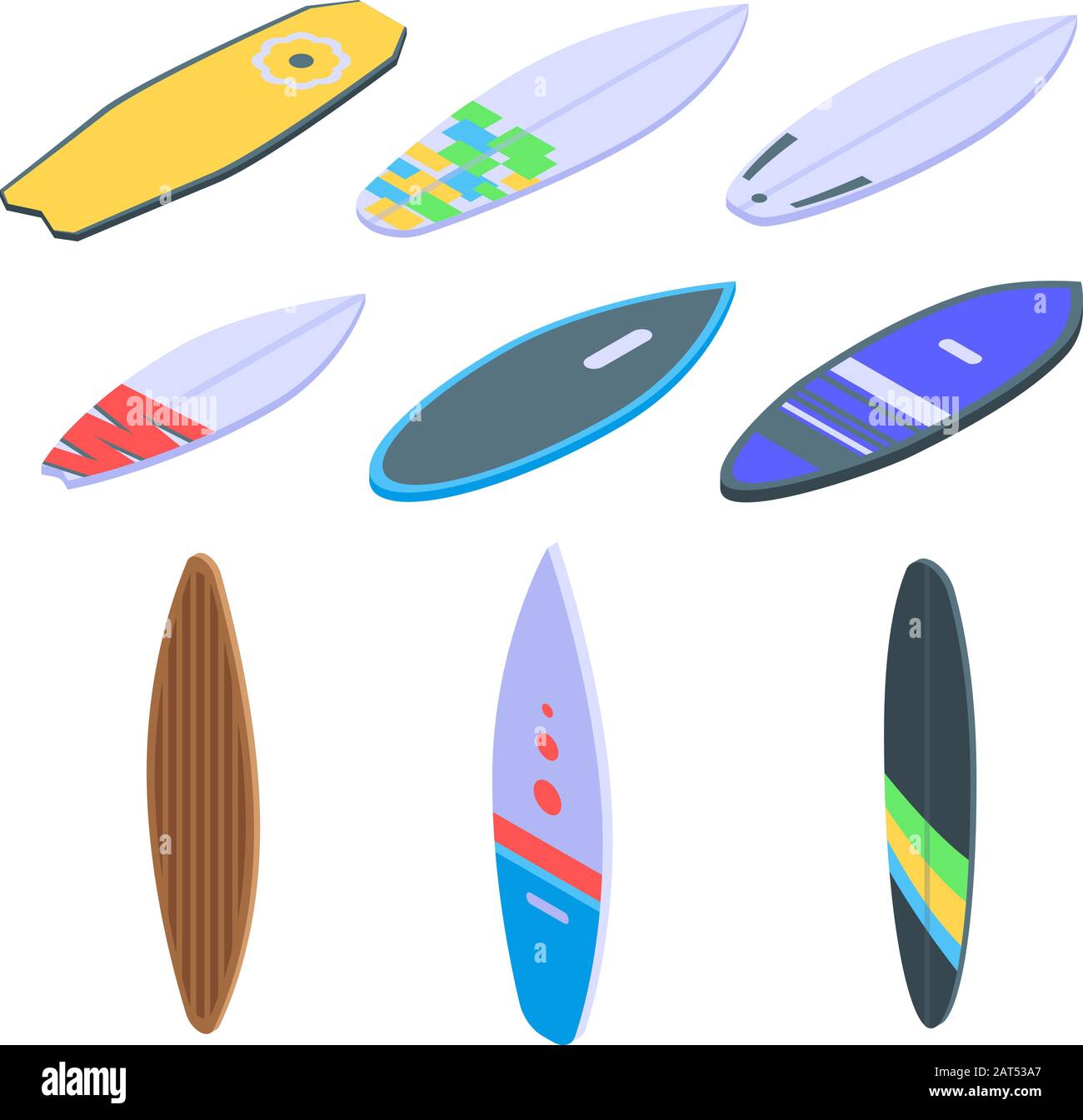 Surfboard icons set, isometric style Stock Vector Image & Art - Alamy