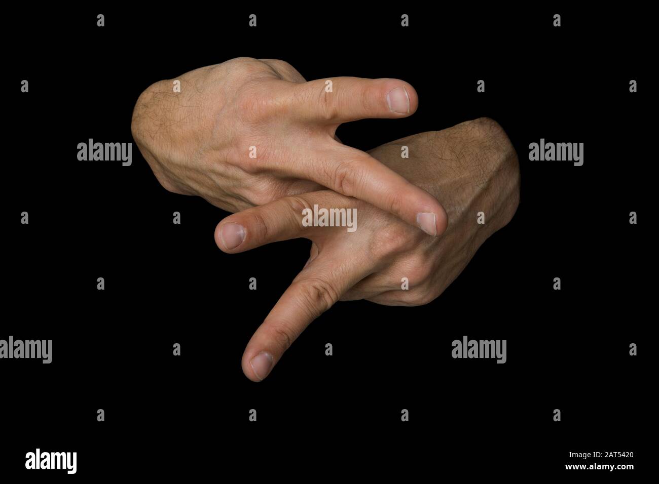 The word CARE in British sign language on an isolated black background ...