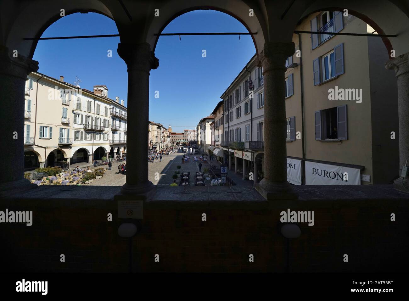 Piazza della Vittoria square, main square, Pavia, Lombardy, Itay ...