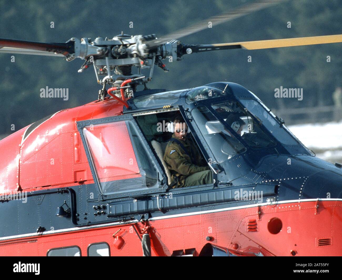 HRH Prince Charles pilots a Wessex helicopter of The Queen's Flight ...
