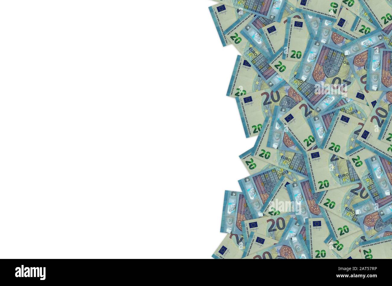 Pattern part of 20 euro banknote close-up with small blue details ...