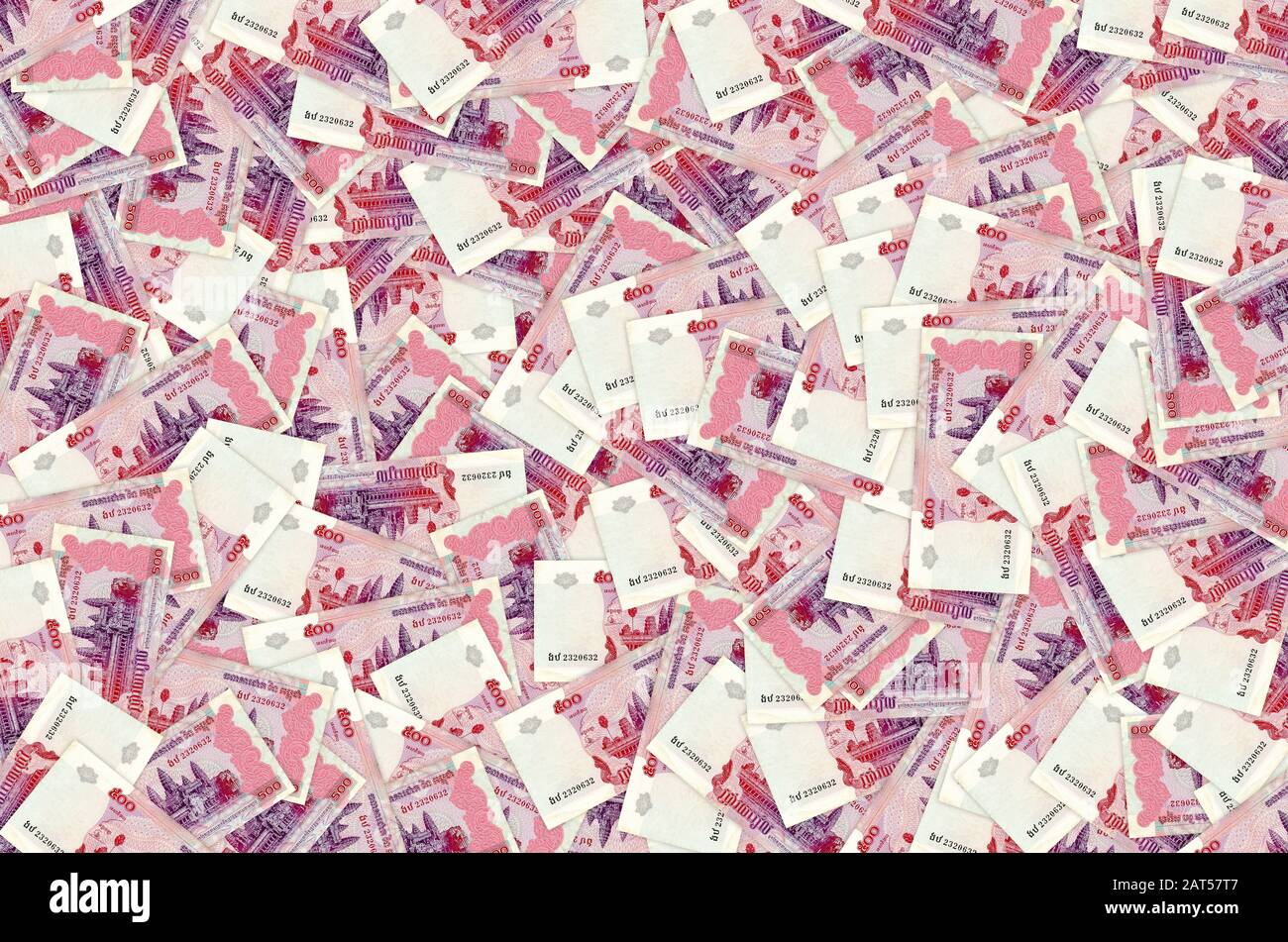 Pattern of 500 Cambodian riels banknote is national currency of ...
