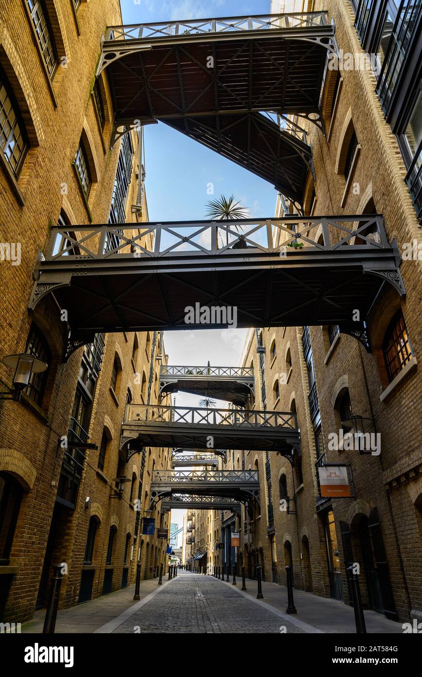 Shad Thames in London, UK. Historic Shad Thames near Tower Bridge is an ...