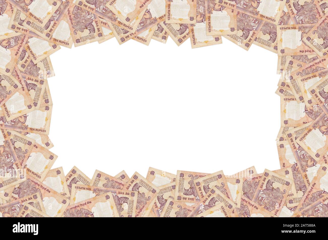 Elephant Rhinoceros and tiger depicted on Indian bank note ten rupees ...