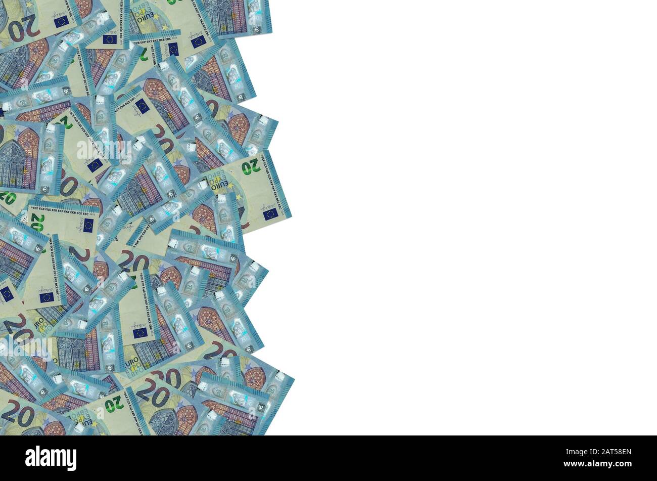 Pattern part of 20 euro banknote close-up with small blue details ...