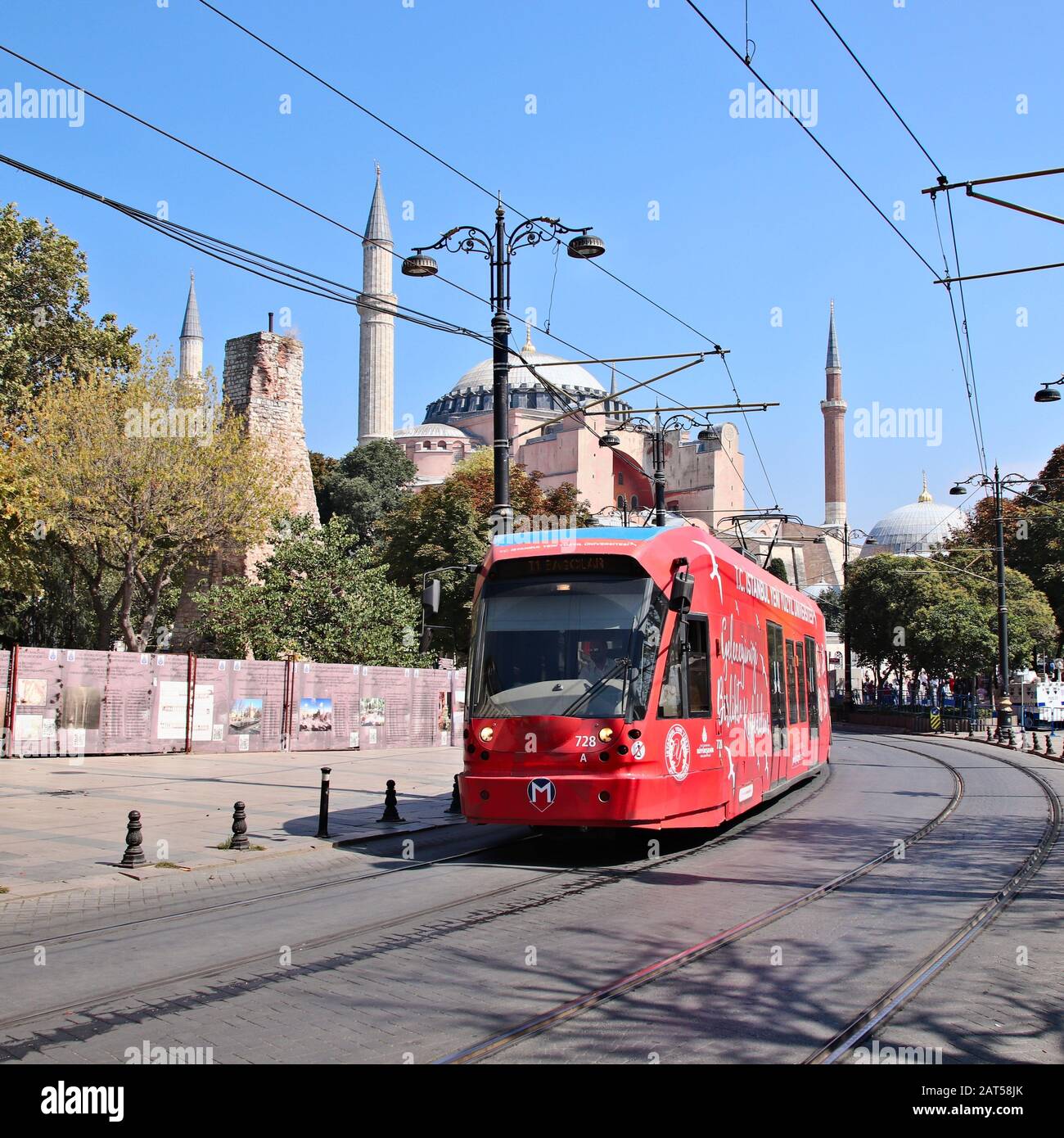 ISTANBUL, TURKEY - Sep 16, 2019: An Istanbul tram passing through ...