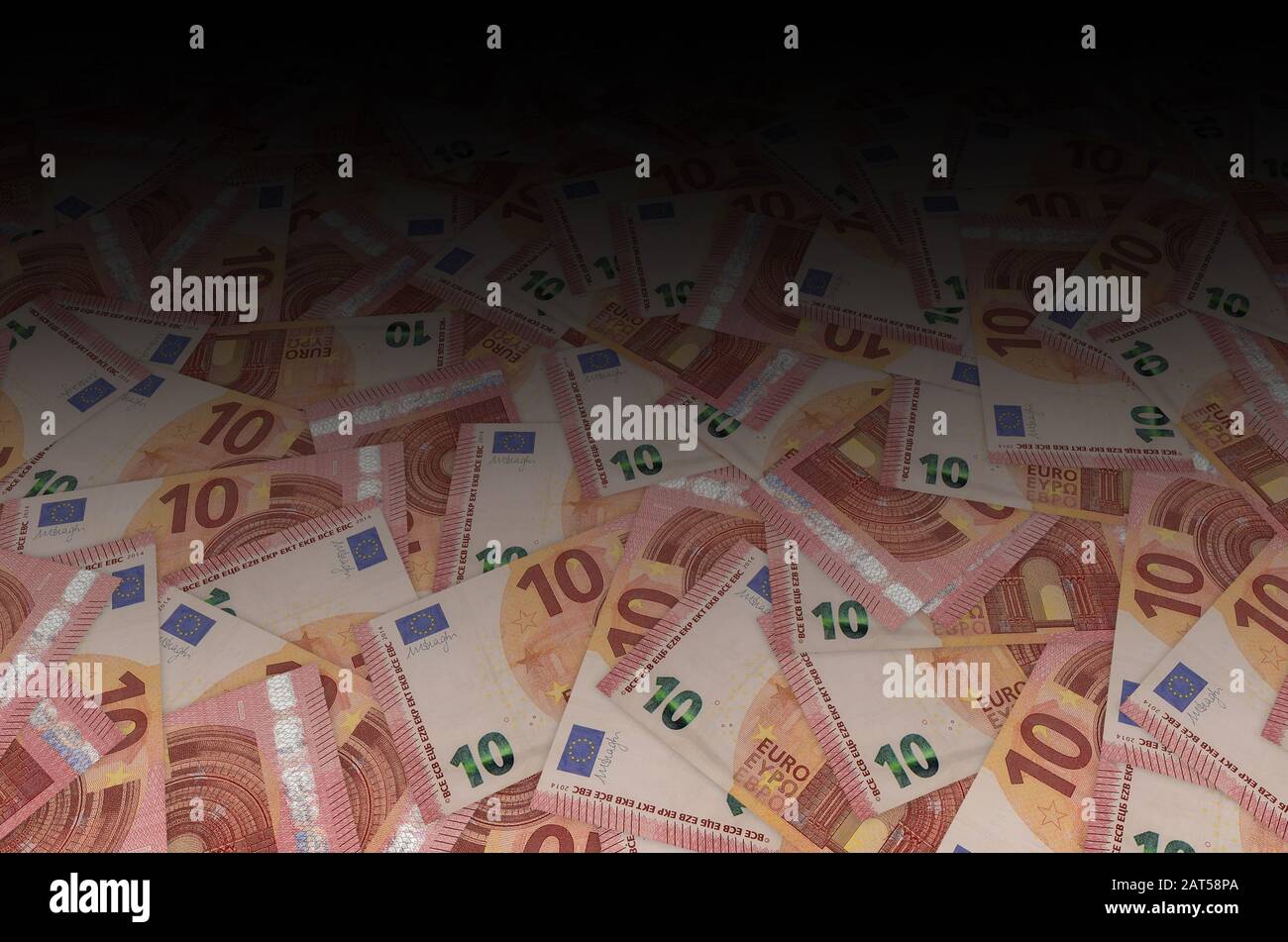 Pattern part of 10 euro banknote close-up with small red details ...