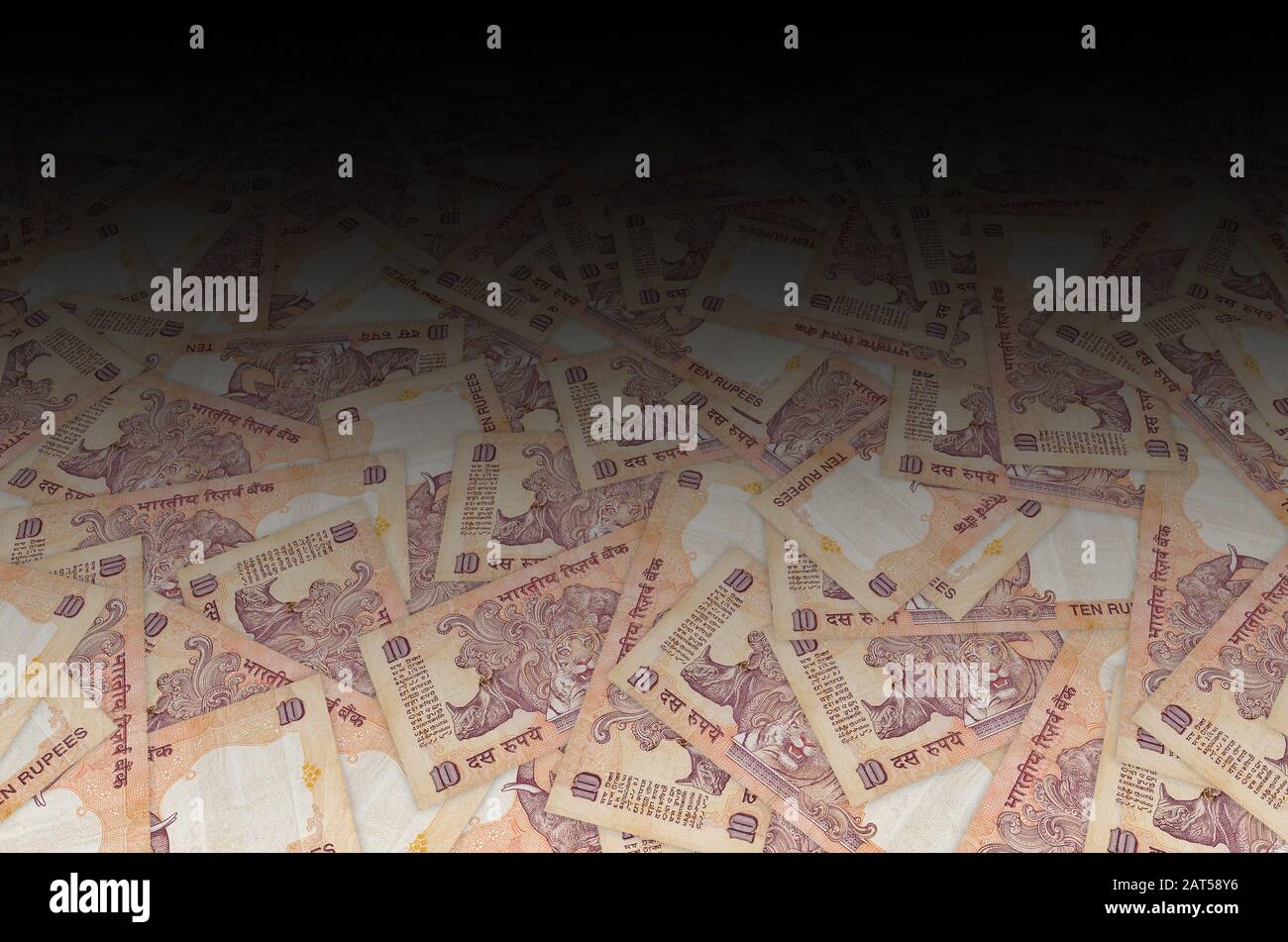 Elephant Rhinoceros and tiger depicted on Indian bank note ten rupees ...