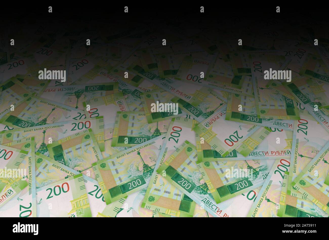 Monument to sunken ships on new green russian 200 rubles banknote close up Stock Photo - Alamy