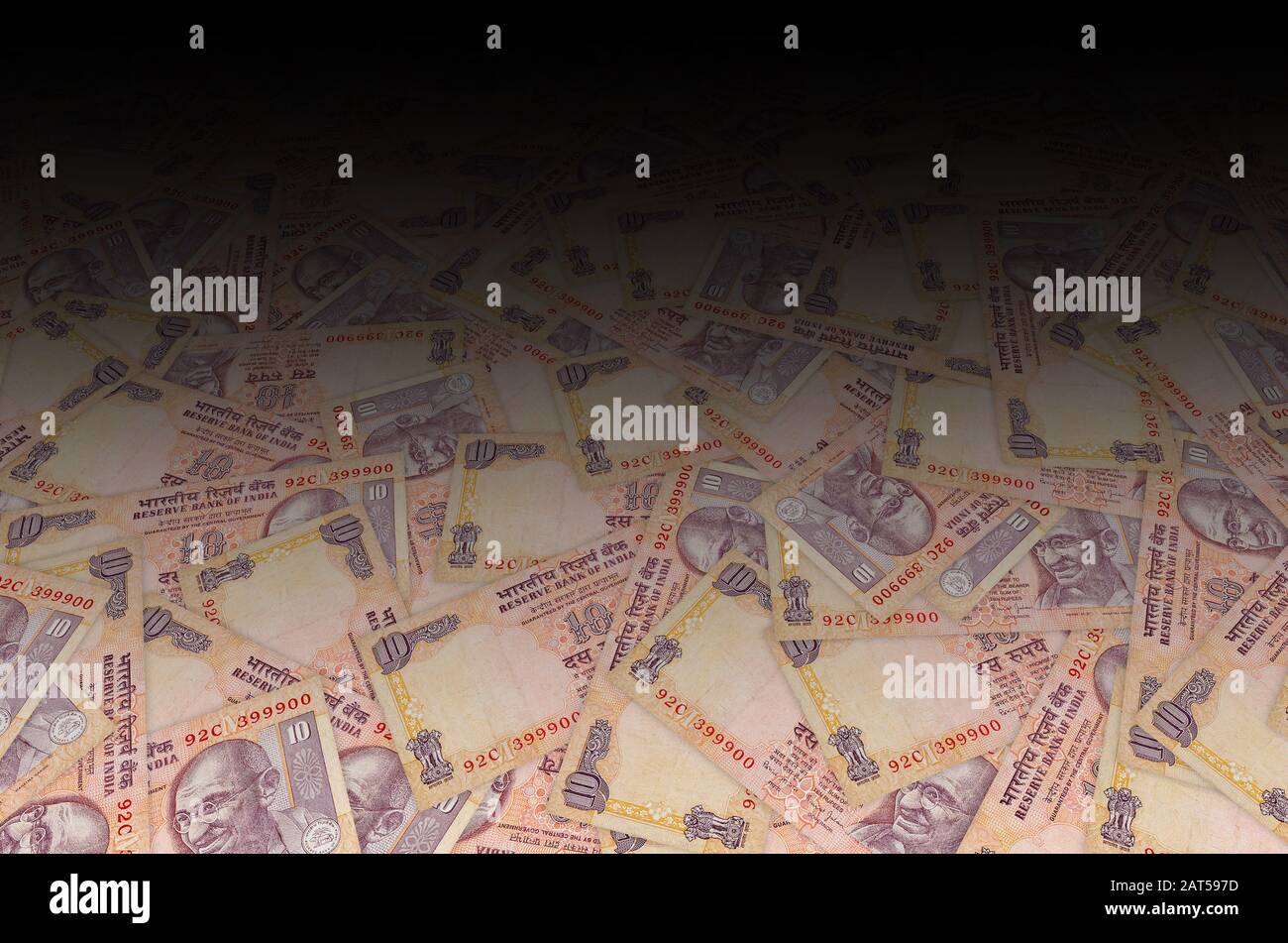 Mahatma Gandhi face on Indian bank note ten rupees. 10 Rupee National ...