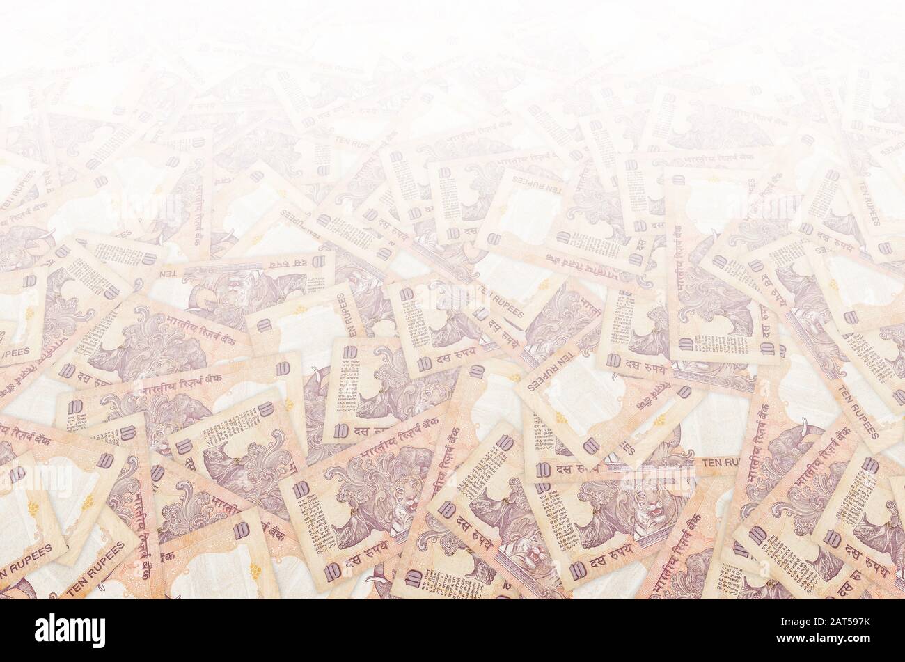 Elephant Rhinoceros and tiger depicted on Indian bank note ten rupees ...