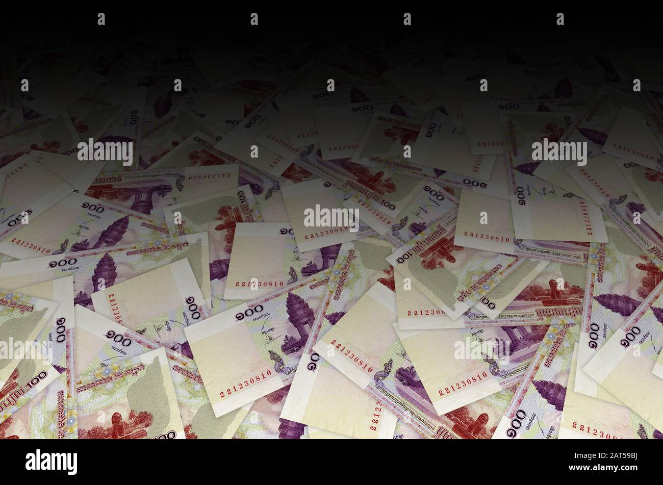 Pattern of 100 Cambodian riels banknote is national currency of ...