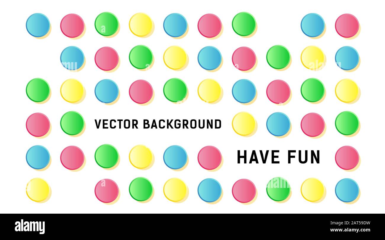 Colored volume circles dot pattern fun mood vector background template ...