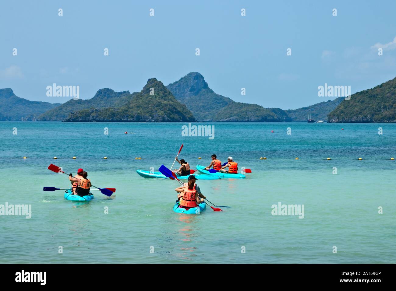 KOH SAMUI, THAILAND - Apr 26, 2019: Kayaking tours in the Ang Thong ...
