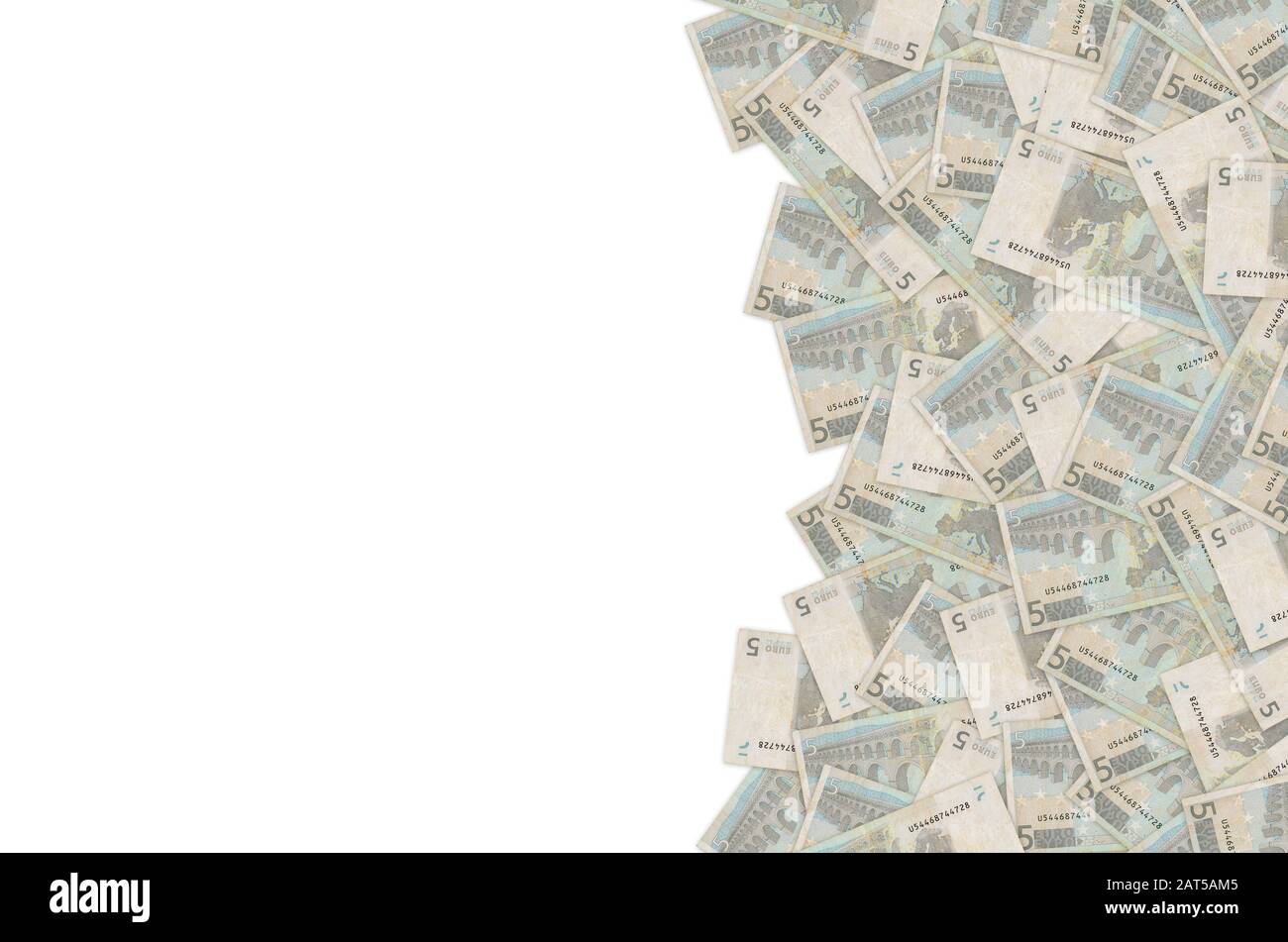 Pattern part of 5 euro banknote close-up with small brown details ...