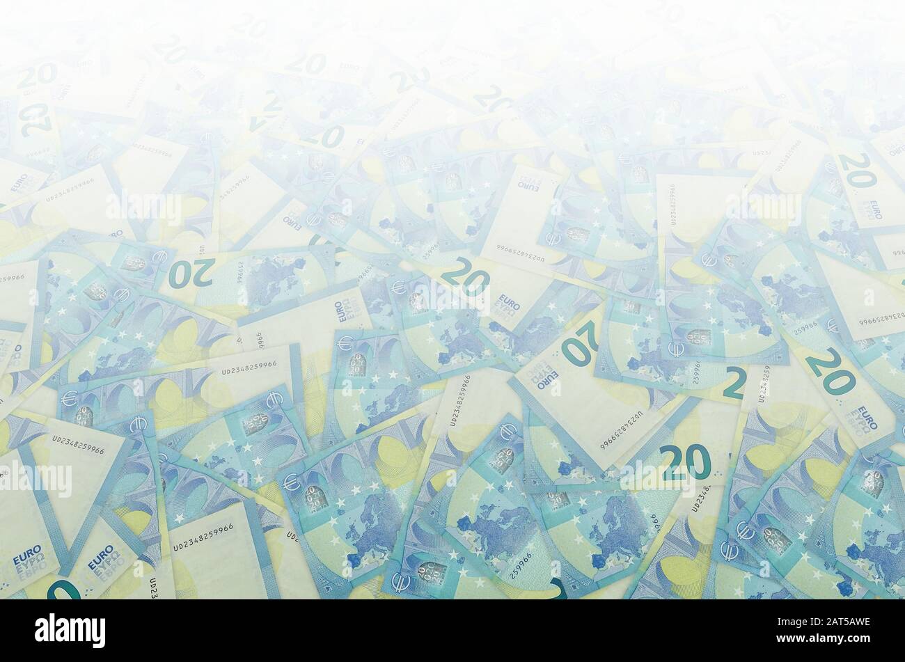 Pattern part of 20 euro banknote close-up with small blue details ...