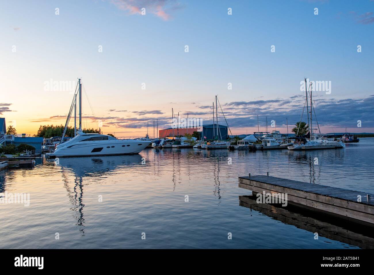 A beautiful calm evening at the docks in the Port of Little Current ...