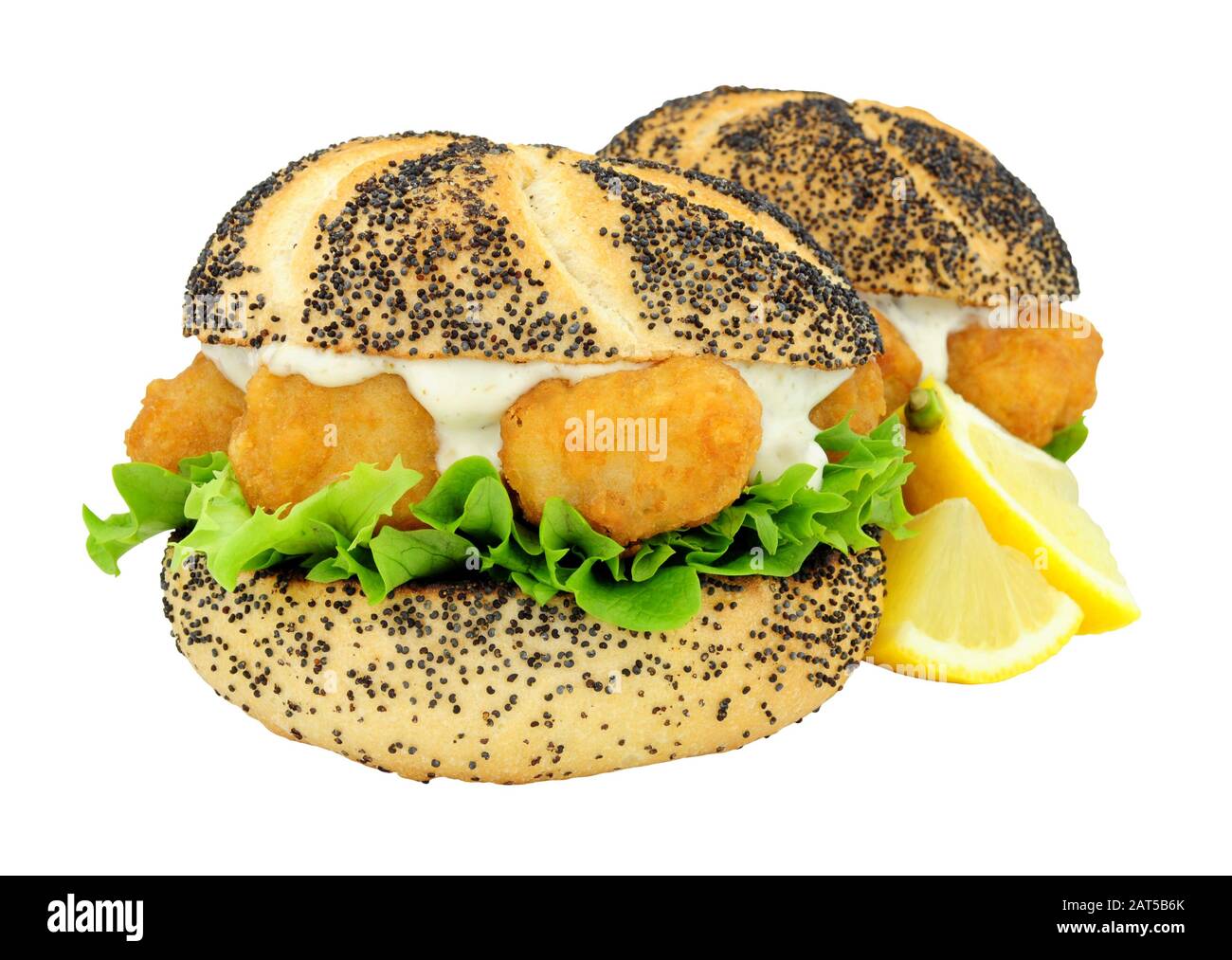 Battered cod fish nugget sandwiches with tartare sauce and lettuce ...