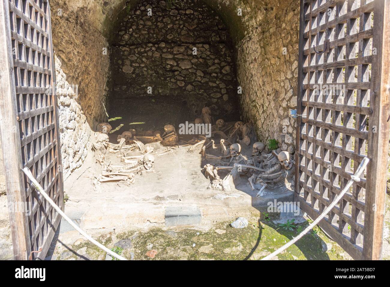 Naples, Herculaneum, archaeological area, view of the skeletons of ...