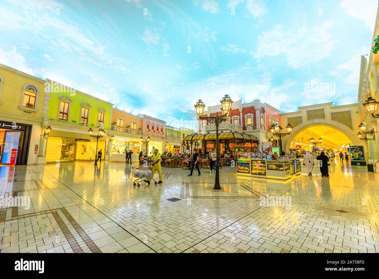 Doha, Qatar - February 21, 2019: interior of famous Villaggio Mall, a ...
