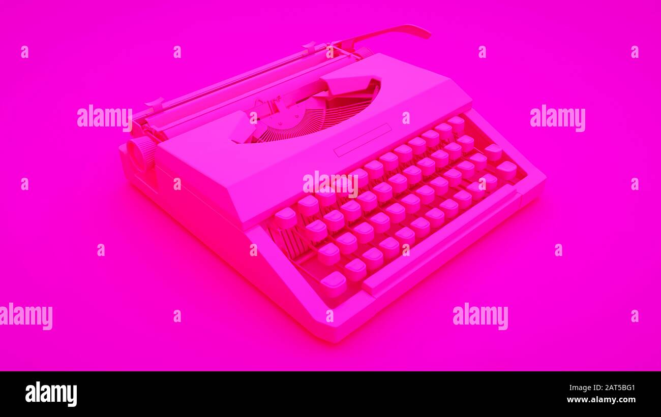 Typing Machine on Pink Background, 3d illustration Stock Photo - Alamy