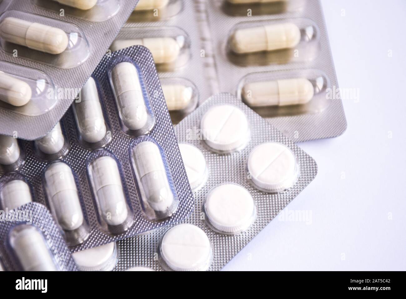 Prescription Pills Packages Pills in blister packs on white background ...