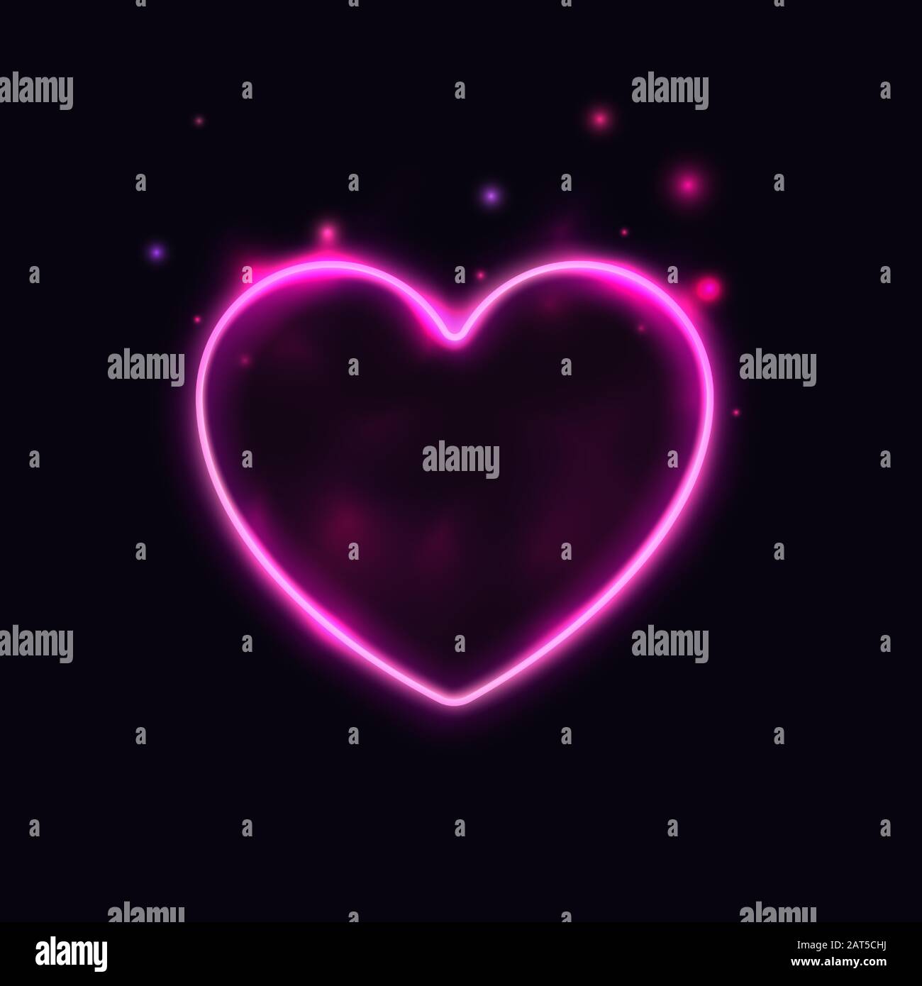 Bright neon heart on purple background. Design element for Happy ...