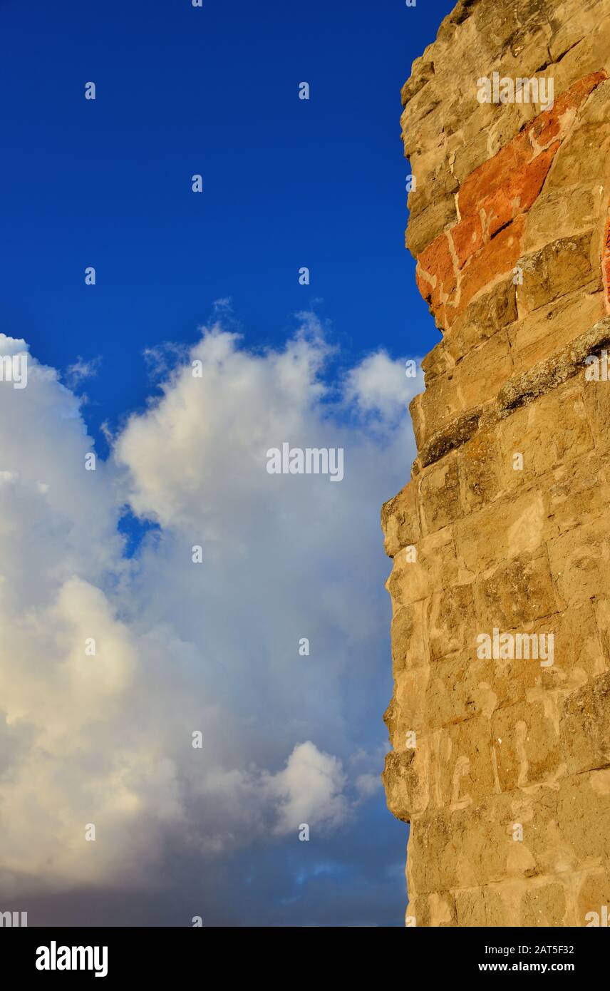 Ancient roman wall with clouds as background (with copy space Stock ...