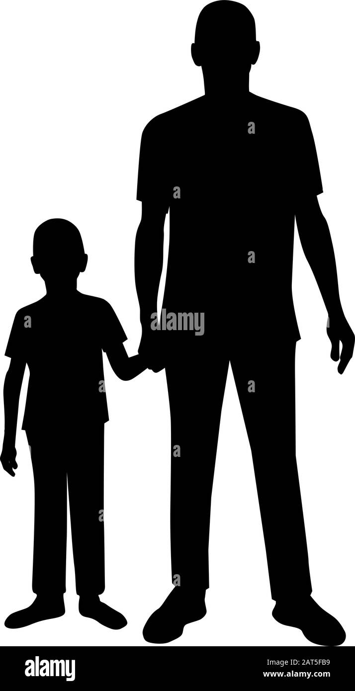Silhouette. Father plays with his son and holds his hand Stock Vector ...