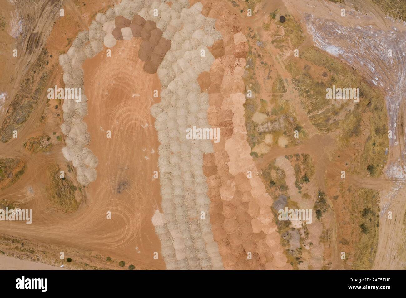 Aerial view of sand patterns on the surface of the earth Stock Photo ...