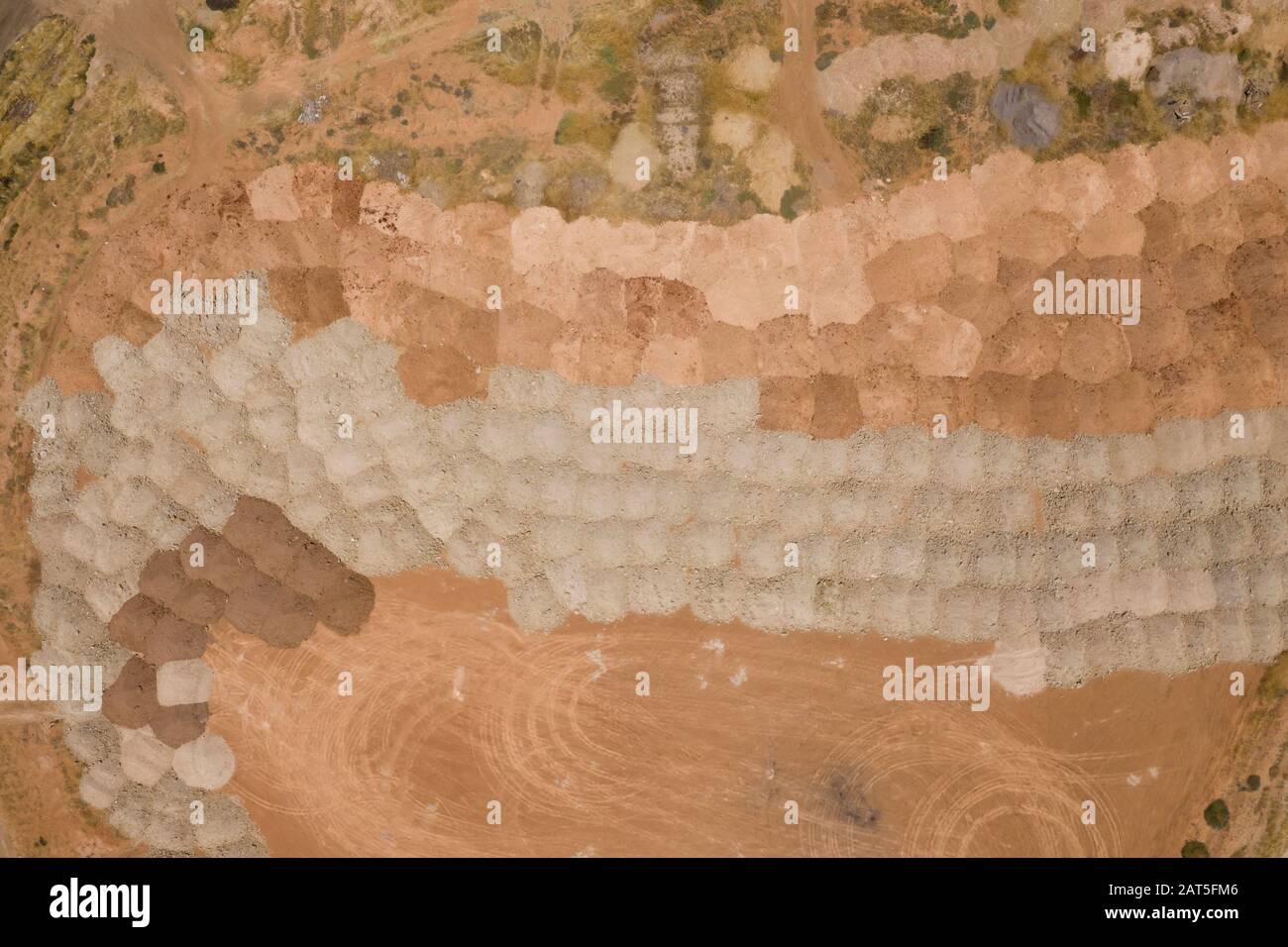 Aerial view of sand patterns on the surface of the earth Stock Photo ...