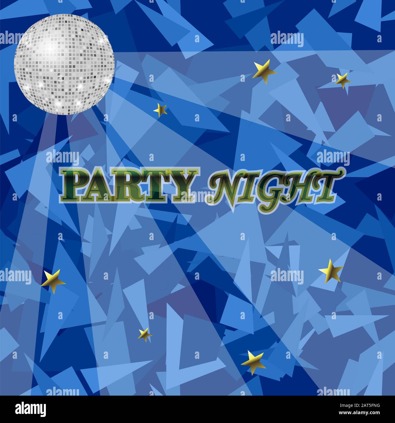 Blue Night Party Background with Mirror Sphere. Disco Club Banner Stock ...