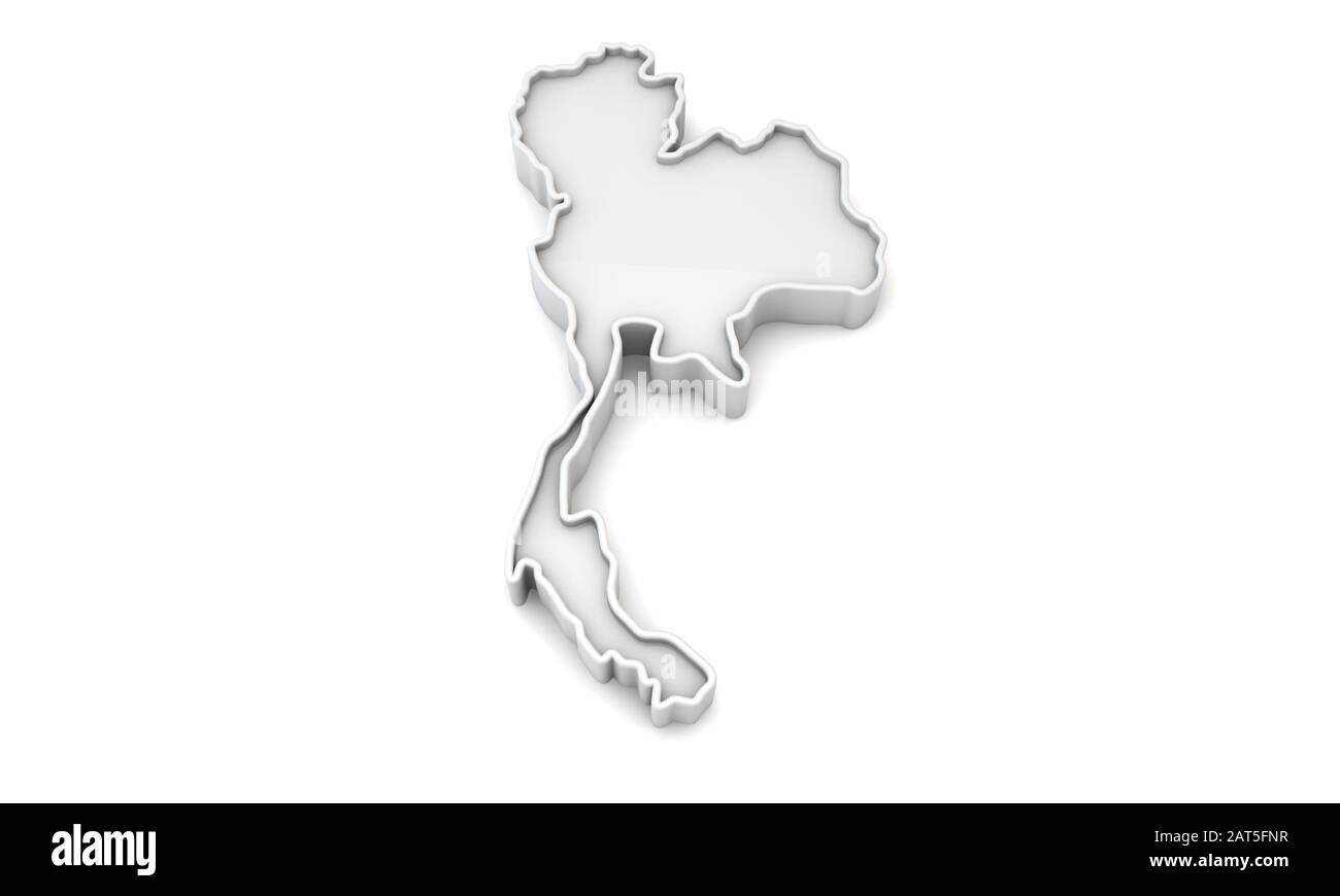 Simple white 3D map of Thailand. 3D Rendering Stock Photo - Alamy