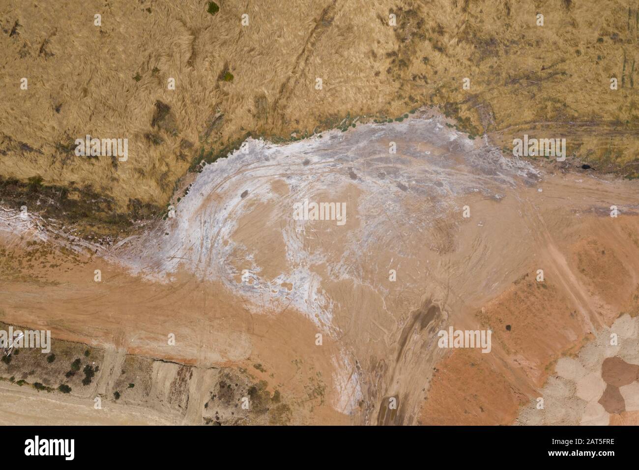 Aerial view of sand patterns on the surface of the earth Stock Photo ...