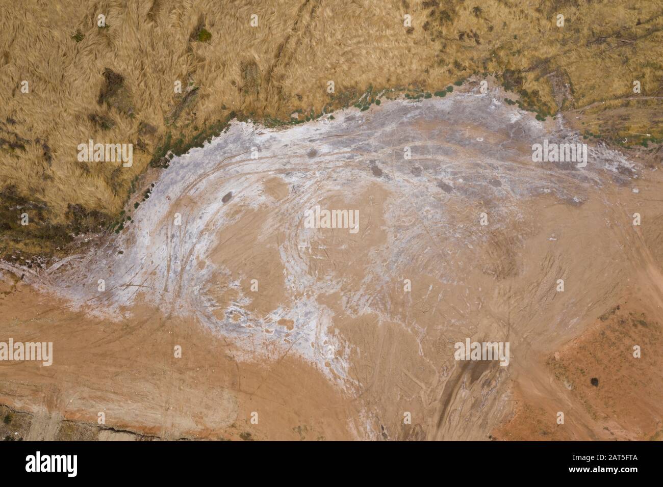 Aerial view of sand patterns on the surface of the earth Stock Photo ...