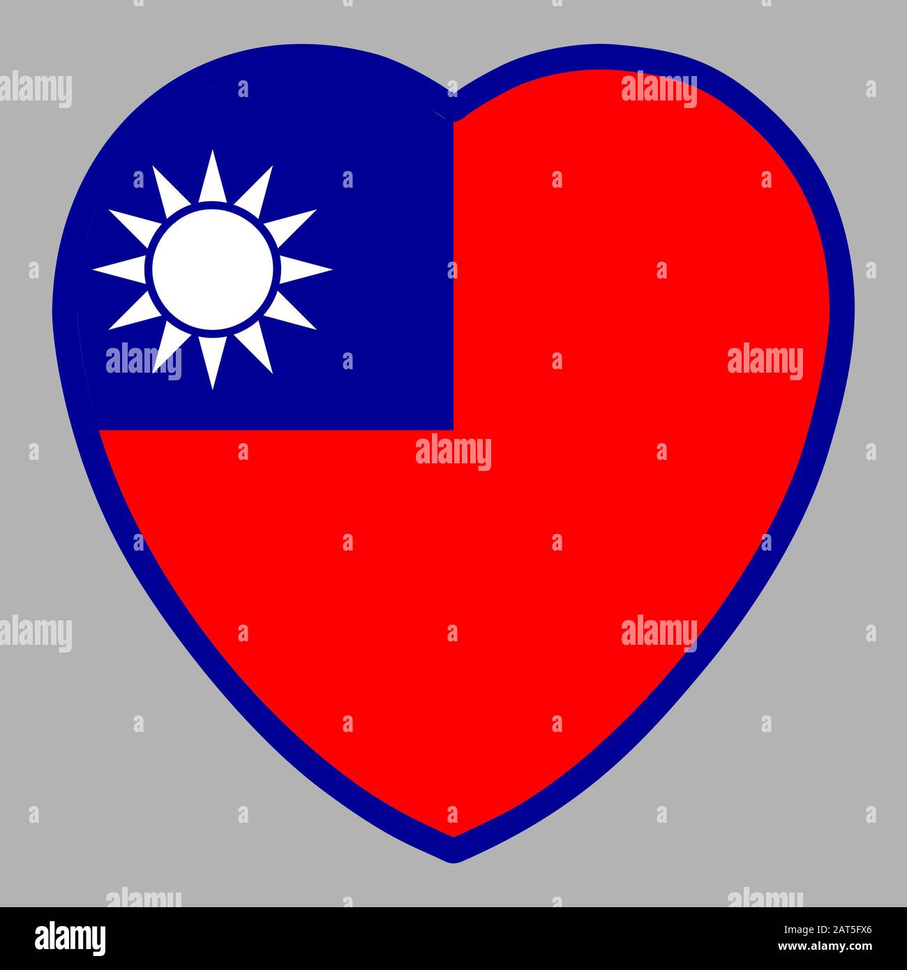Taiwan Republic of China Flag In Heart Shape Vector Stock Vector Image ...