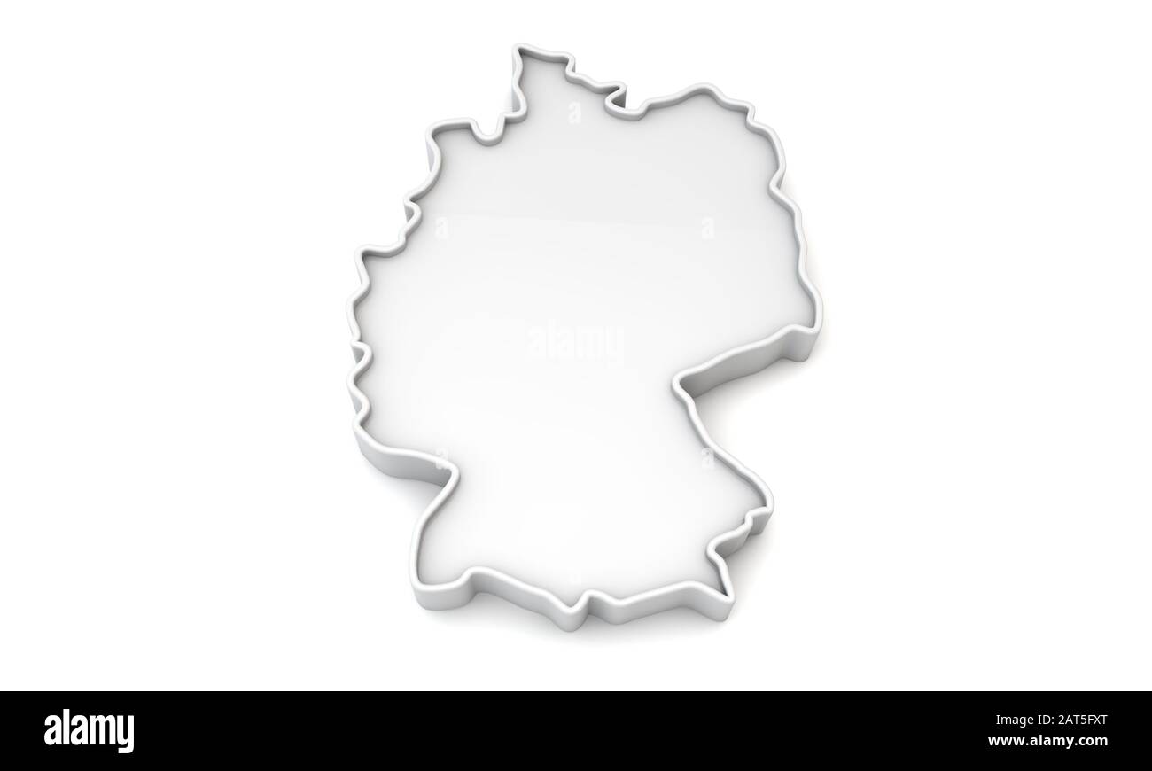 Simple white 3D map of Germany. 3D Rendering Stock Photo - Alamy