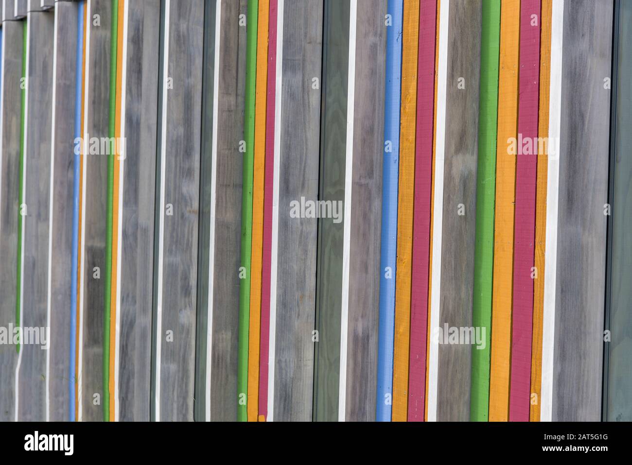 Multicolored wood board wall texture from planks closeup. Wall of ...