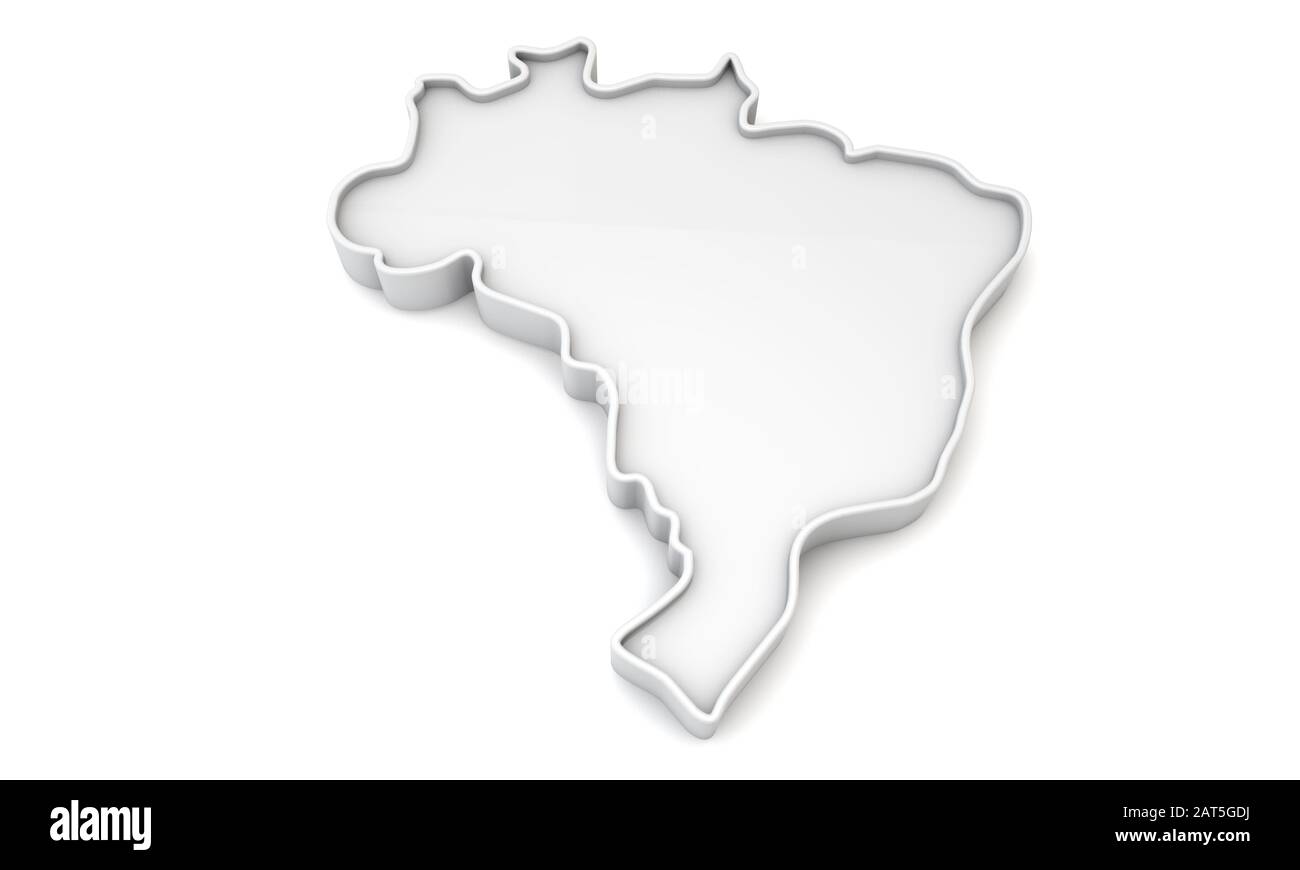 Simple white 3D map of Brazil. 3D Rendering Stock Photo - Alamy