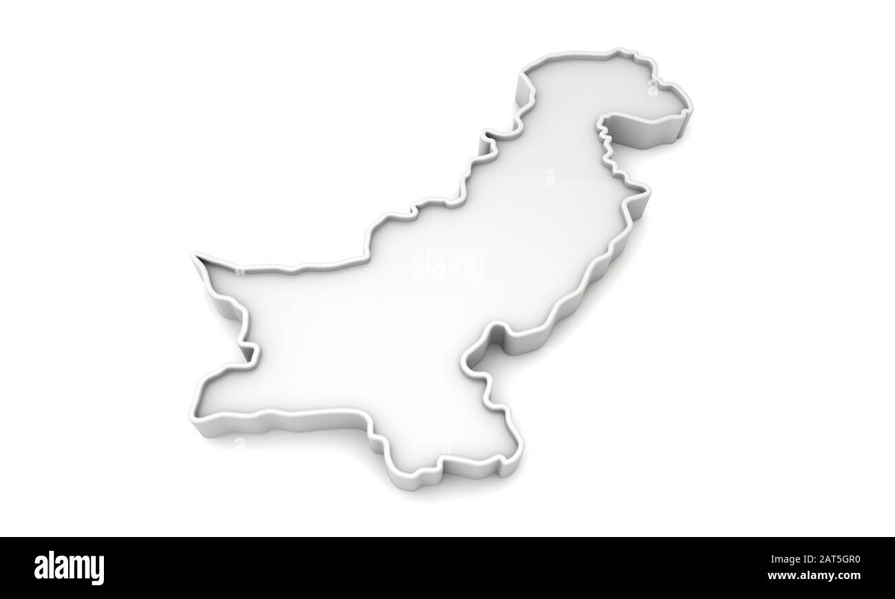 Simple white 3D map of Pakistan. 3D Rendering Stock Photo - Alamy