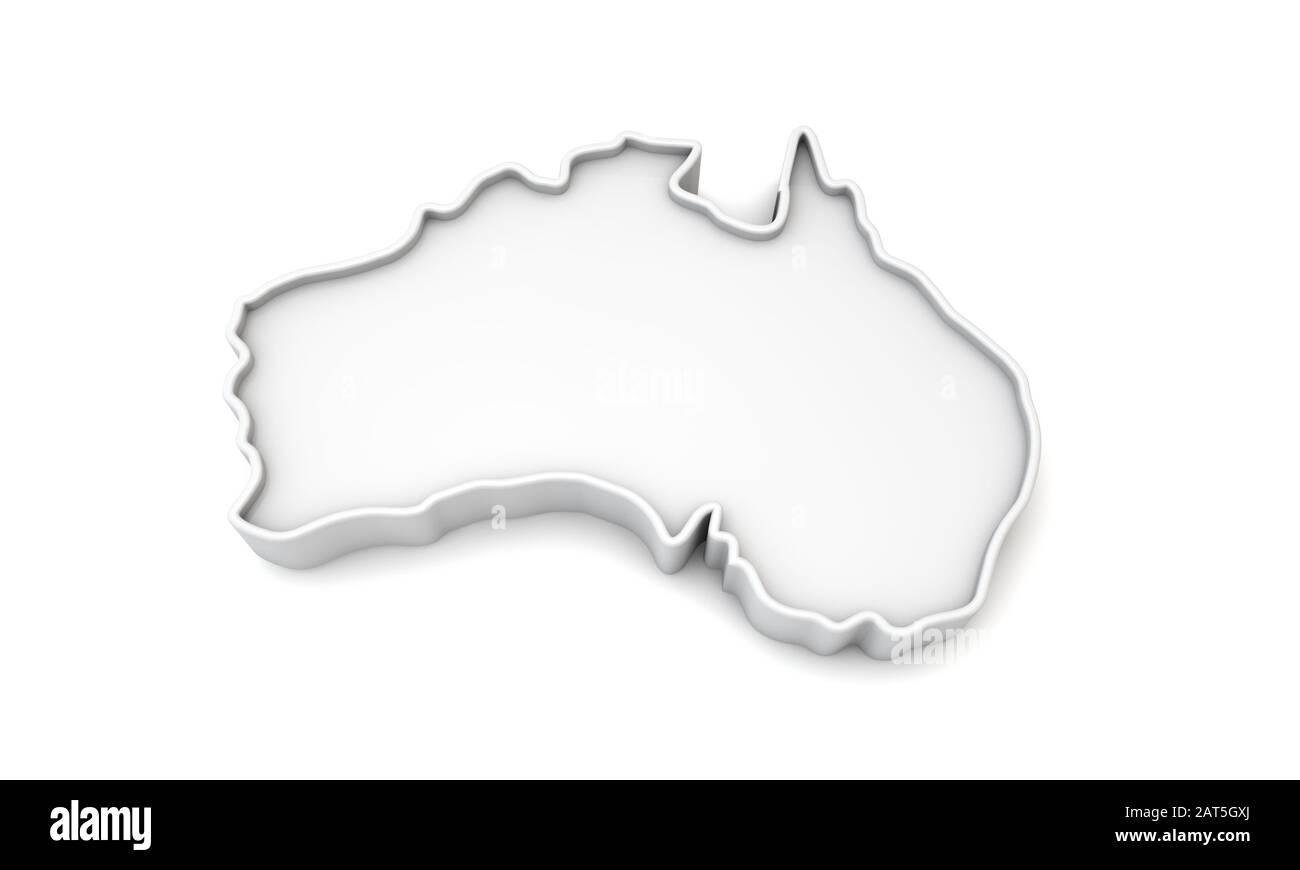 Simple white 3D map of Australia. 3D Rendering Stock Photo - Alamy